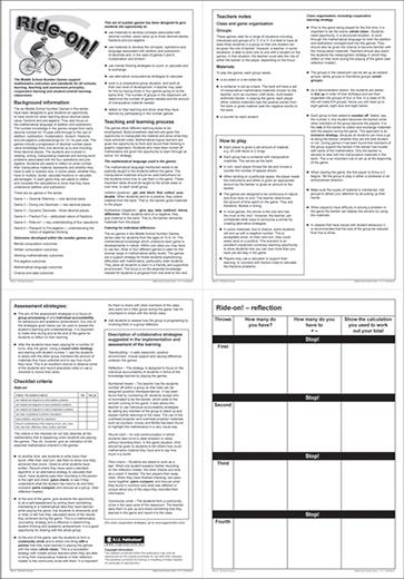 Middle school maths games – Ride–on! – Downloadable